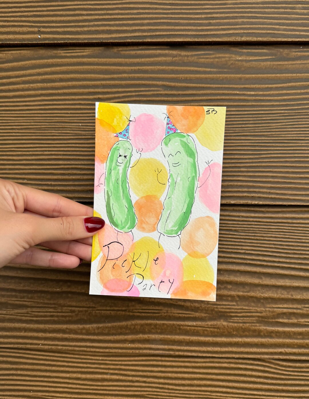 Pickle Party Watercolor Birthday Card - Etsy