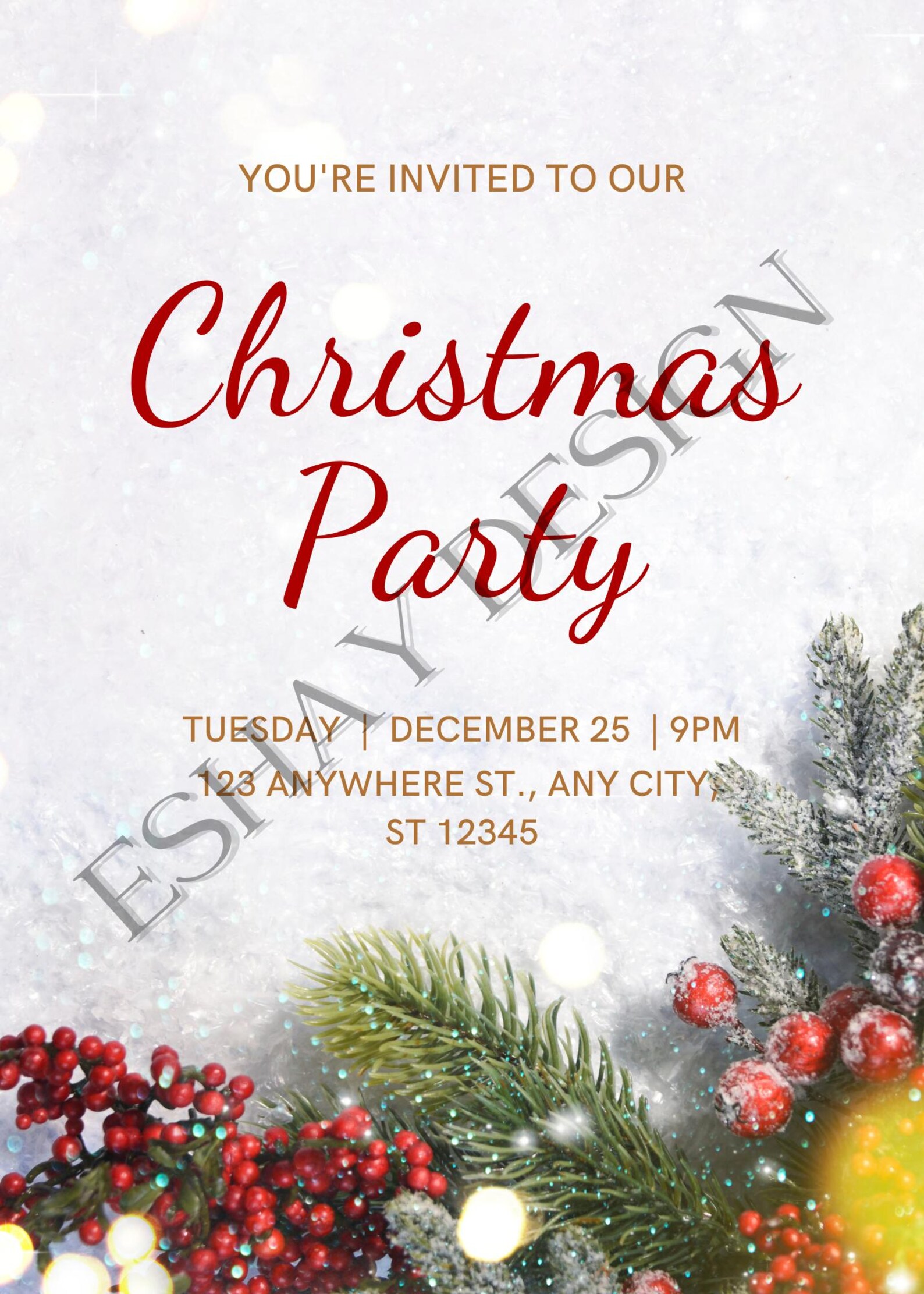 Christmas Party Invitation,editable Christmas Tree Invitation,instant ...