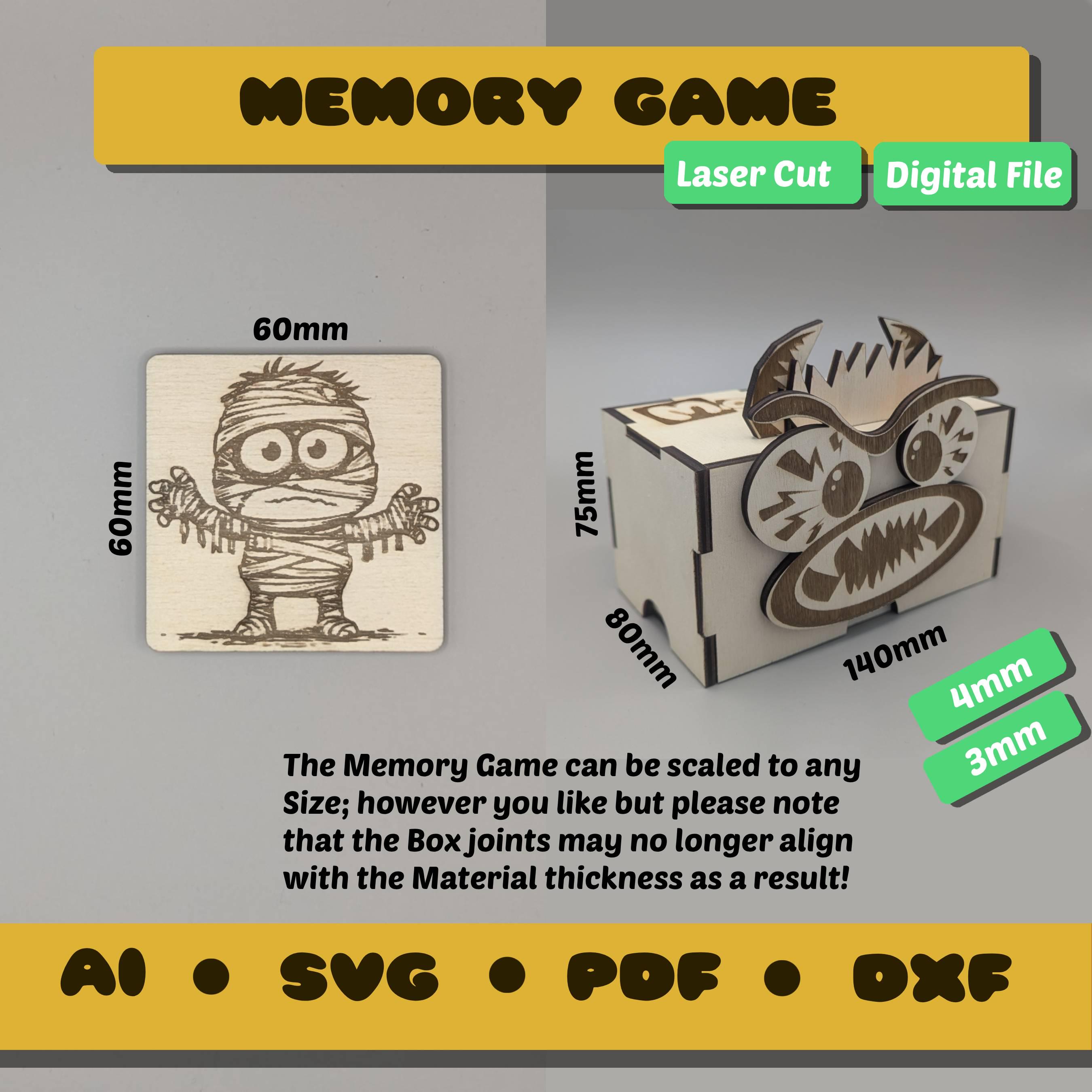 Monster Memory Game Laser Cut File | SVG for Glowforge & Xtool ...