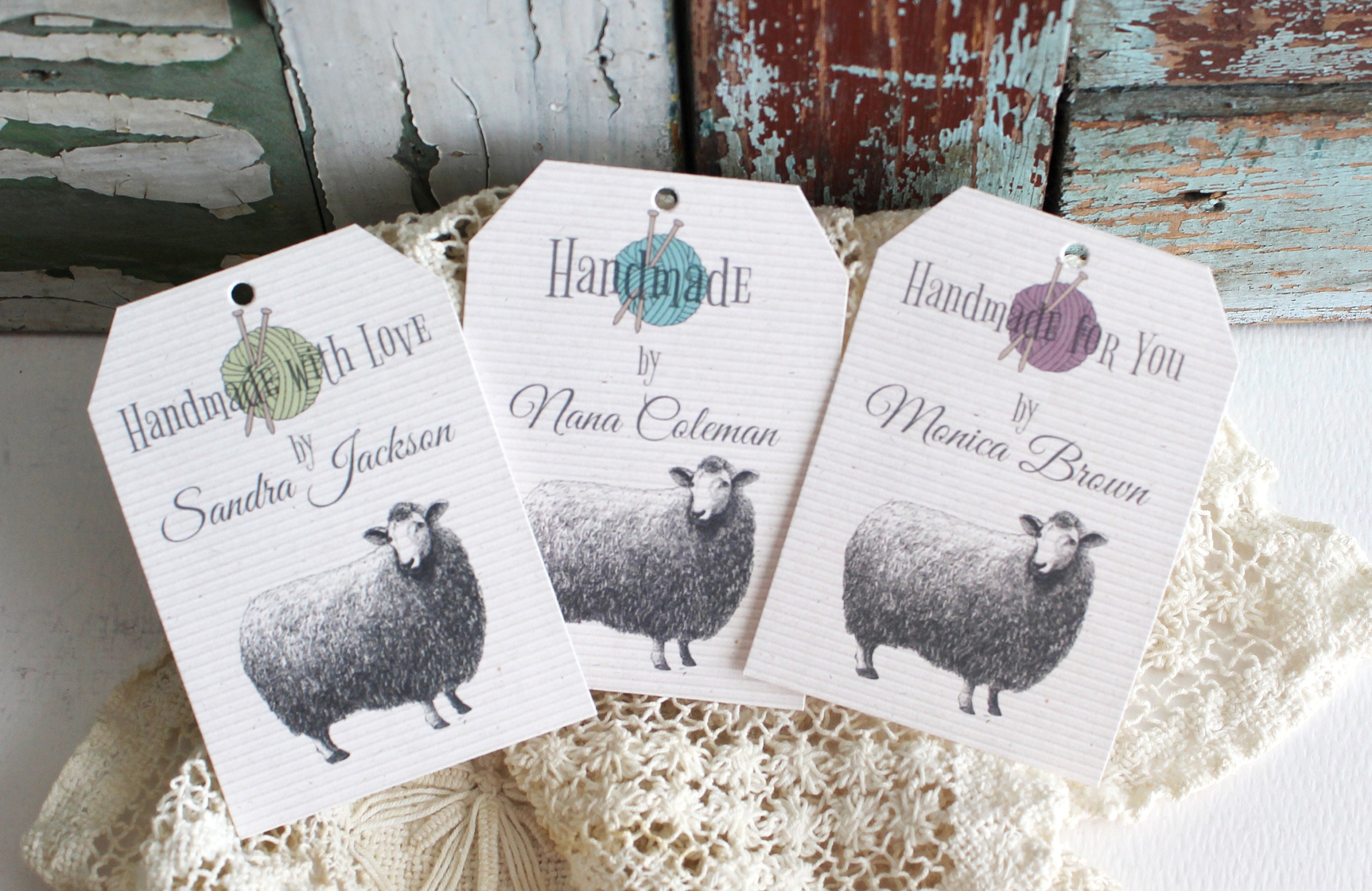 Knitting Gift Tags Handmade Gift Tags Christmas Gift Tags | Etsy