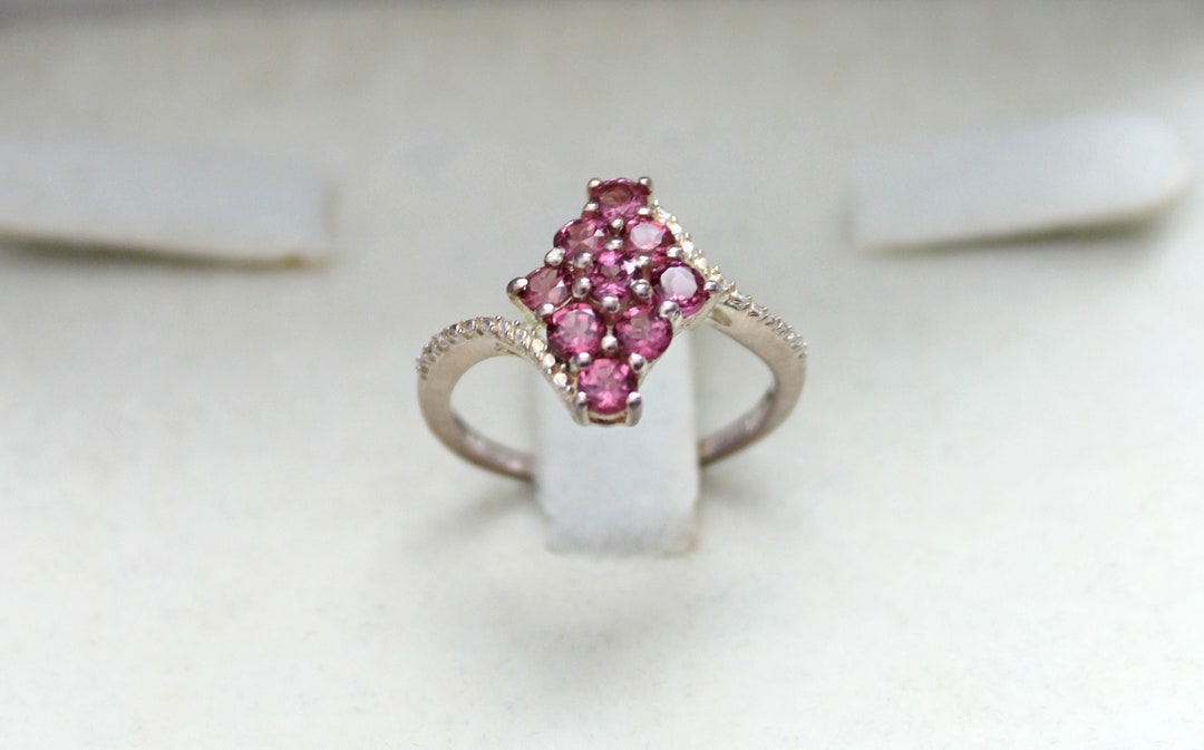 Vintage Pink Garnet Ladies Ring, Dainty Pink Garnet Ring, Sterling ...