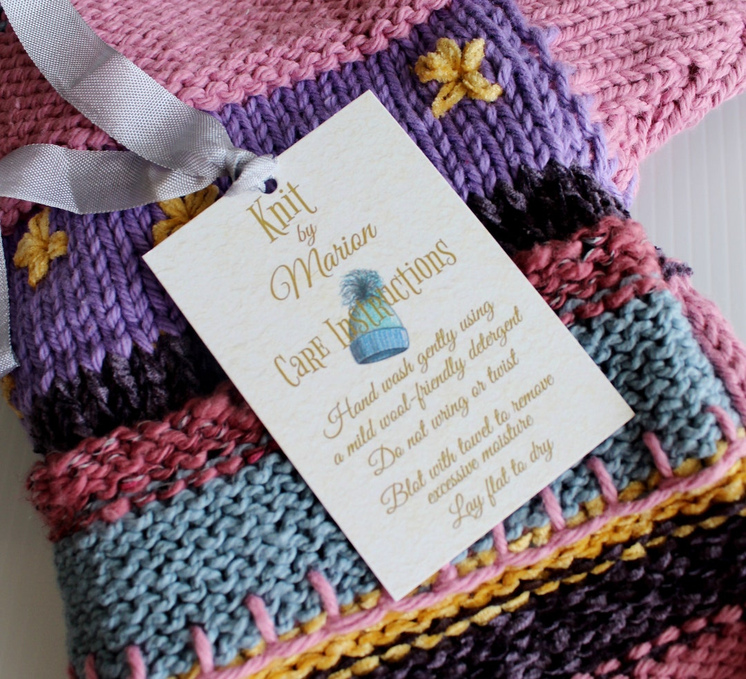 Knit Care Instruction Tags, Handmade Care Instruction Tags, Crochet ...