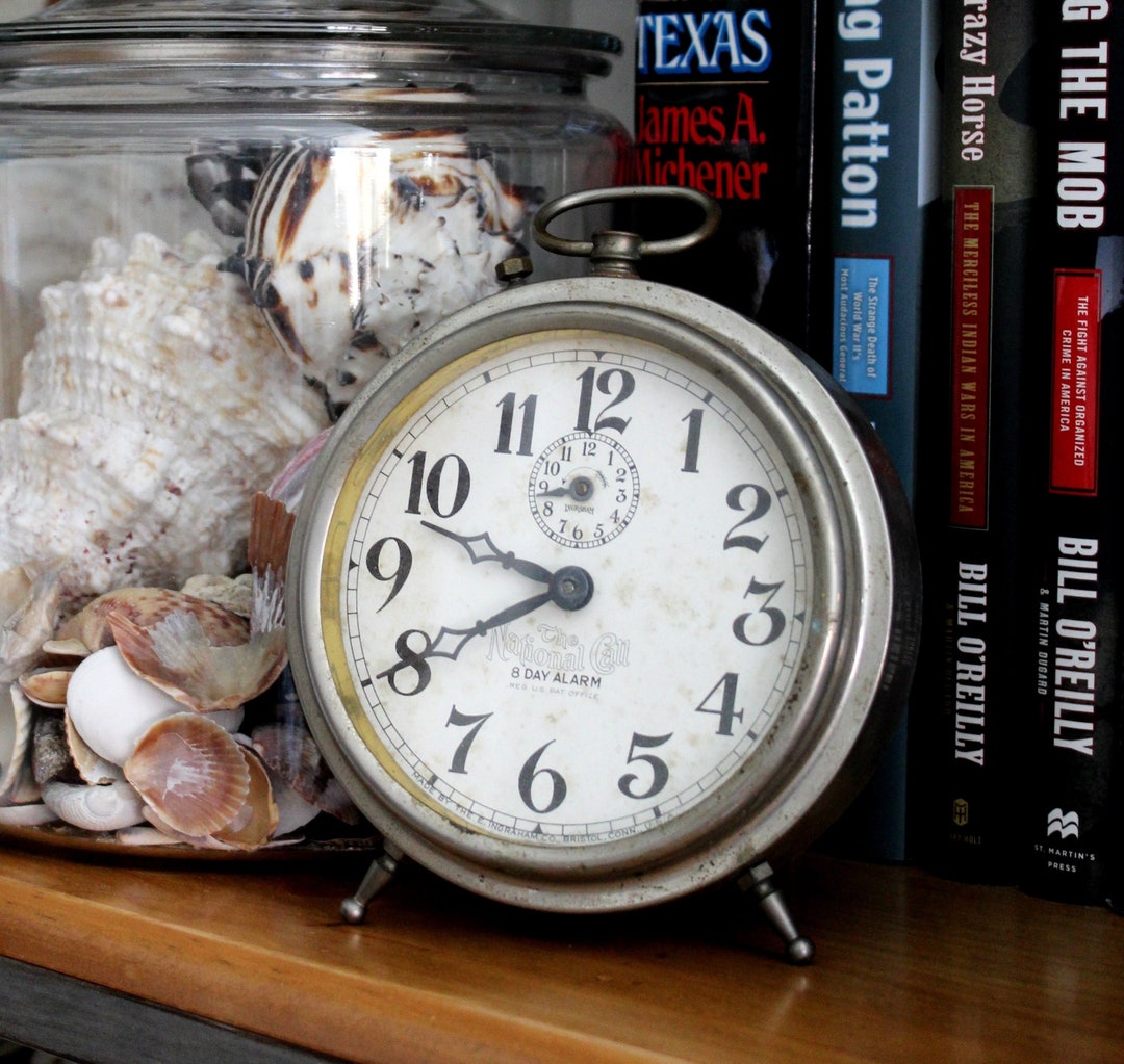 Vintage E. Ingram 8-day Alarm Clock: Rustic Patina Decor - Etsy