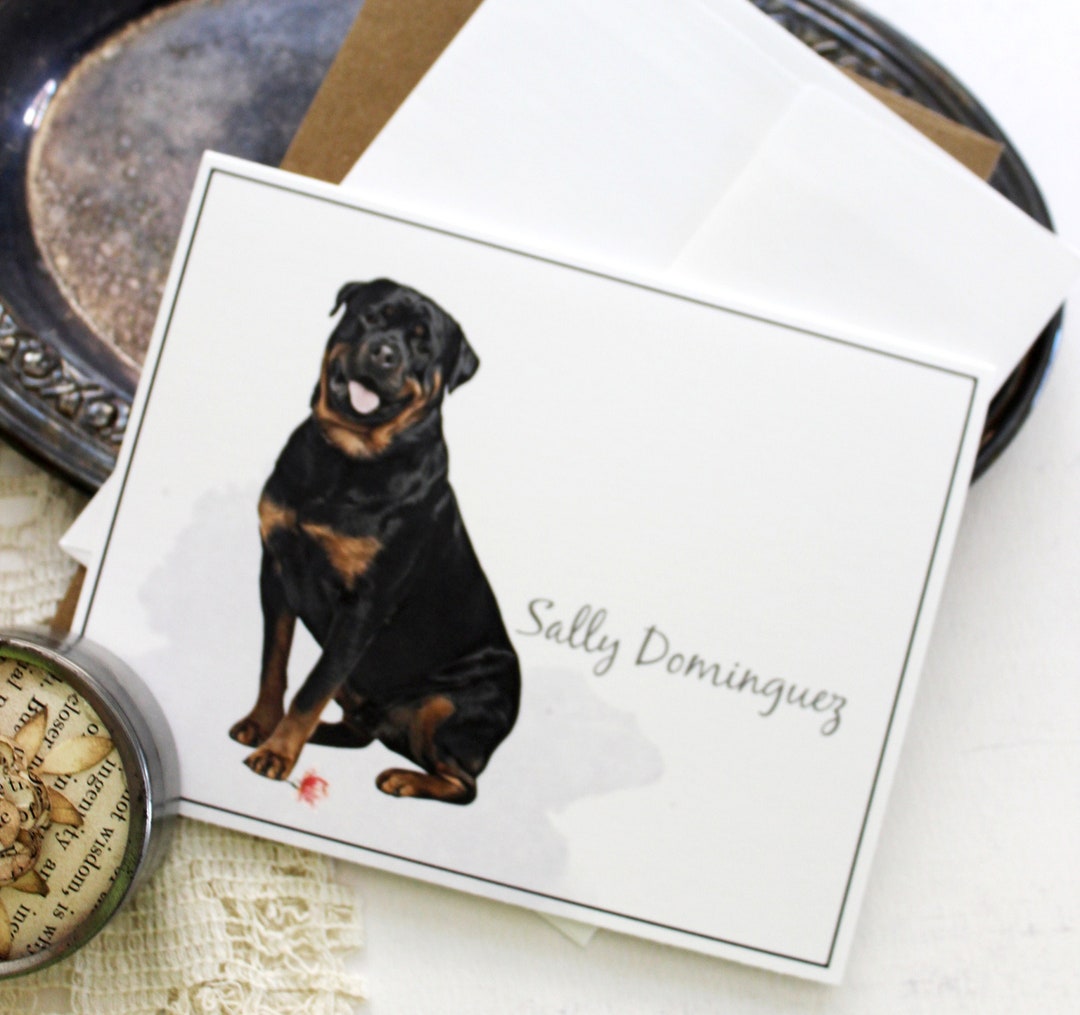 Rottweiler Note Cards, Rottweiler Personalized Note Card Set ...