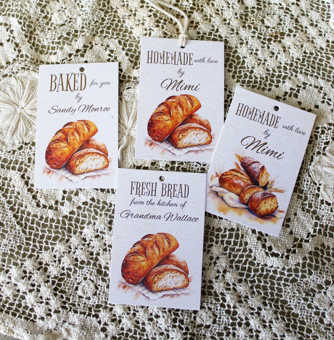 Baked Bread Tags, Homemade Bread Personalized Tags, Baking Tags, Gift ...