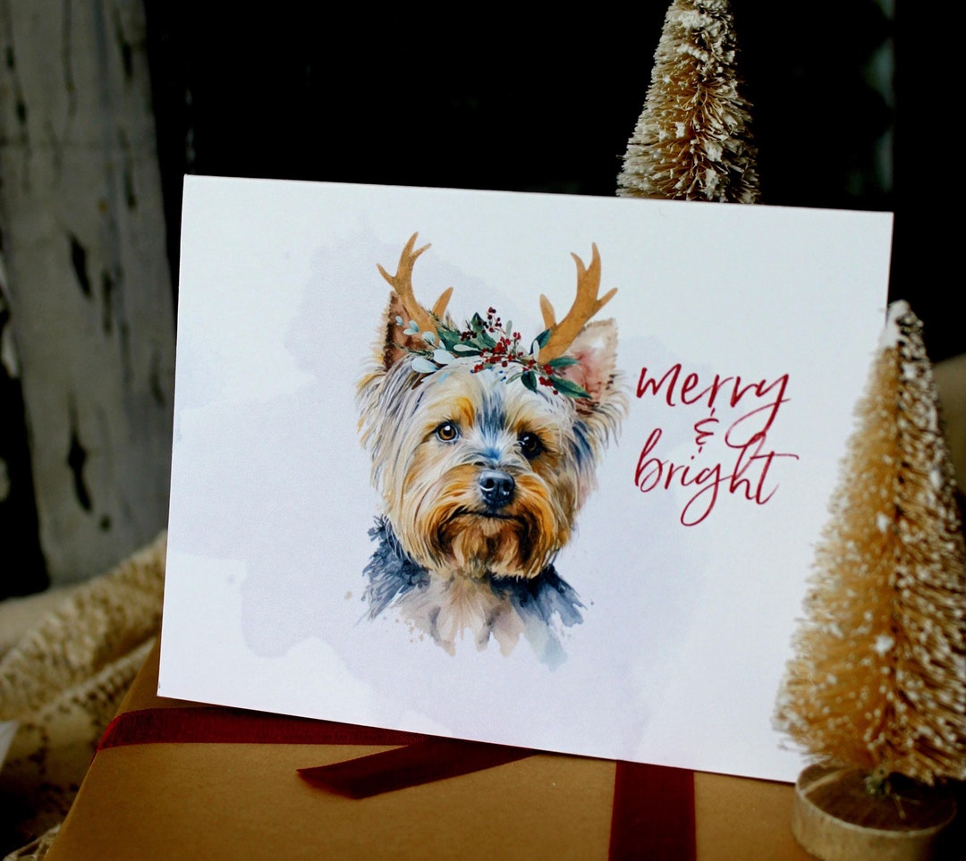 Yorkie Christmas Cards, Yorkshire Terrier Christmas Card Set, Handmade ...