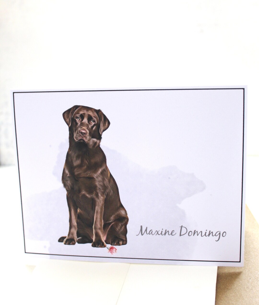 Chocolate Labrador Note Cards, Lab Note Cards Personalized, Chocolate ...
