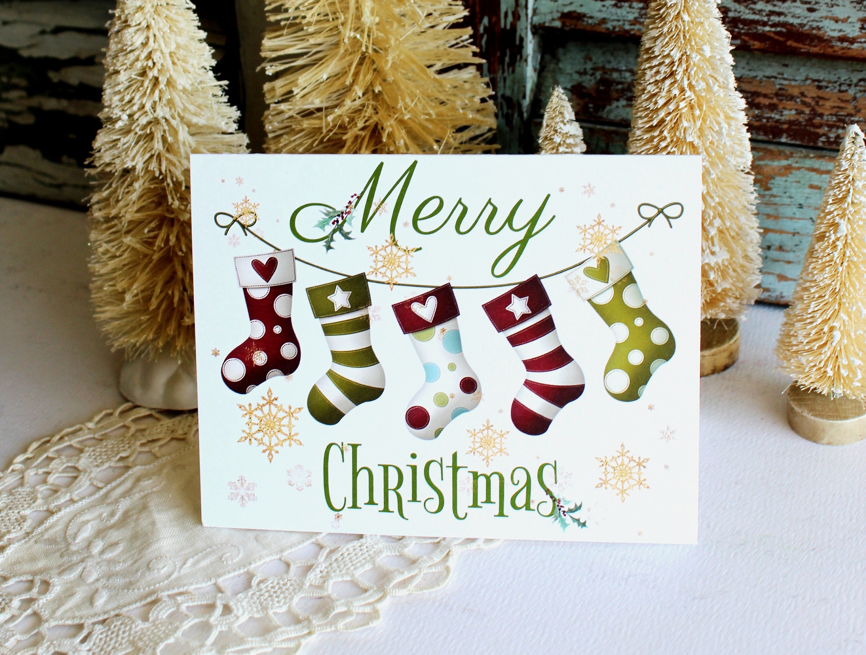 Christmas Cards Christmas Stockings Cards Christmas | Etsy