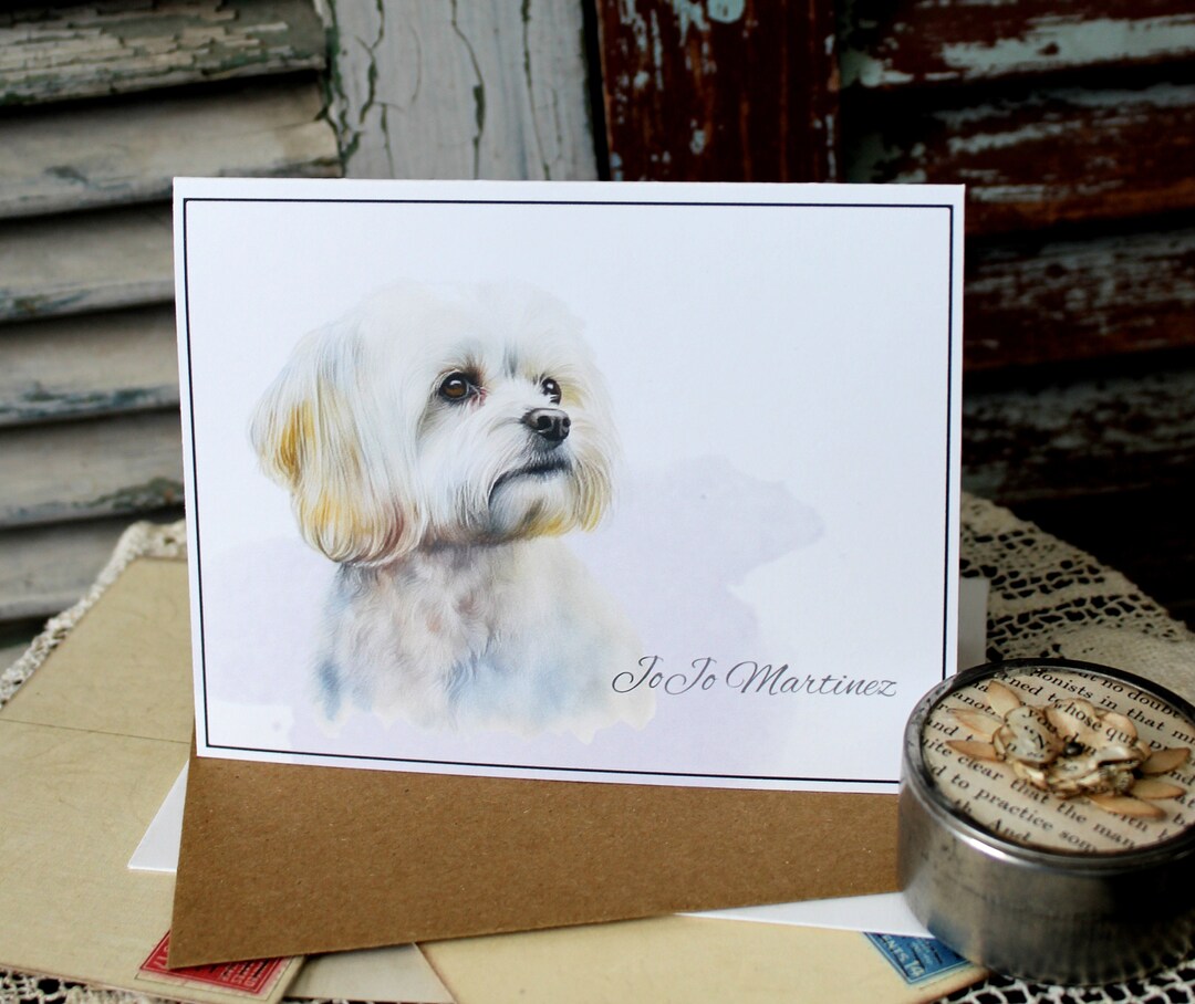 Maltese Personalized Note Cards, Maltese Note Card Set, Handmade ...