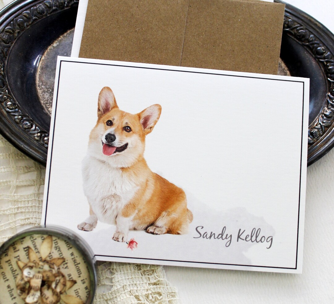Personalized Corgi Note Card Set: Pembroke Stationery - Etsy