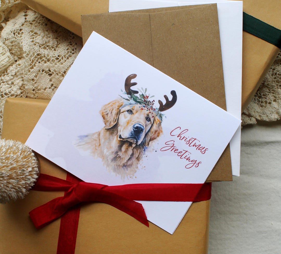 Labrador Christmas Cards, Labrador With Antlers Christmas Card Set, Lab ...