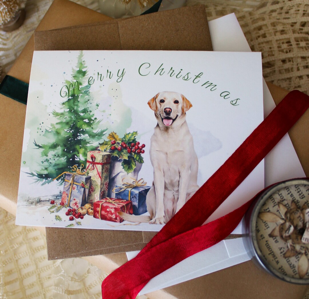 Handmade Blond Labrador Christmas Card Set: Lab Christmas Cards - Etsy