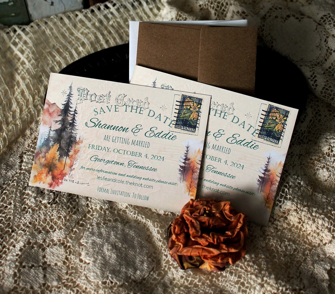 Misty Mountain Save the Date Cards, Outdoor Fall Save the Date Cards ...