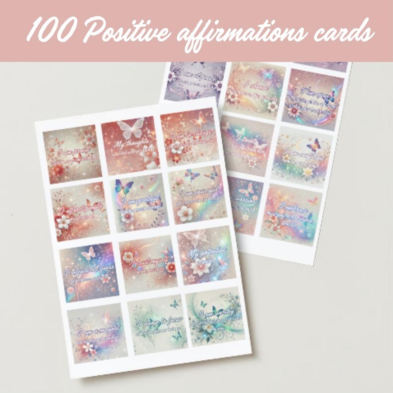 100 Printable Affirmation Cards, Vision Board, Affirmation Card Game ...