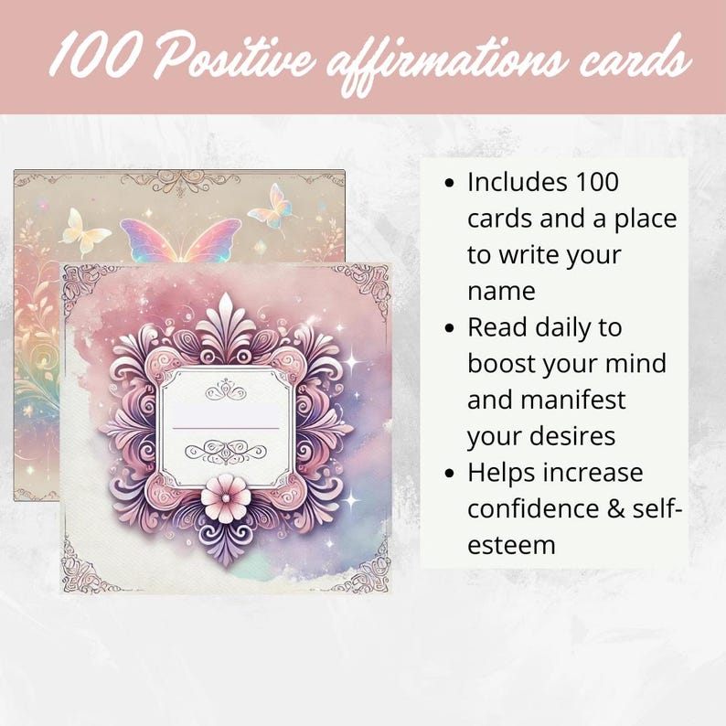 100 Printable Affirmation Cards, Vision Board, Affirmation Card Game ...