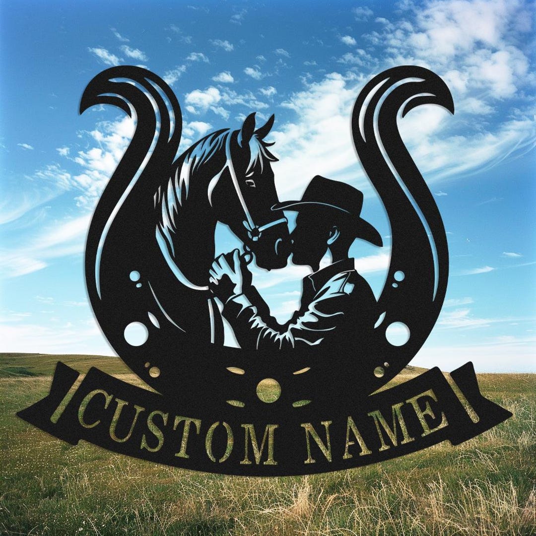 Custom Cowboy Horse Metal Sign,outdoor Horse Ranch Sign,custom Metal ...