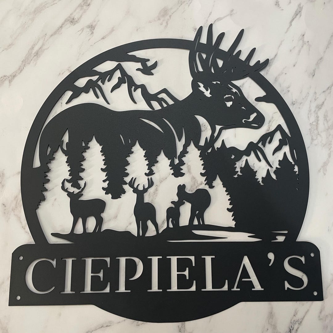 Personalized Deer Metal Sign,custom Deer Forest Metal Wall Art ...