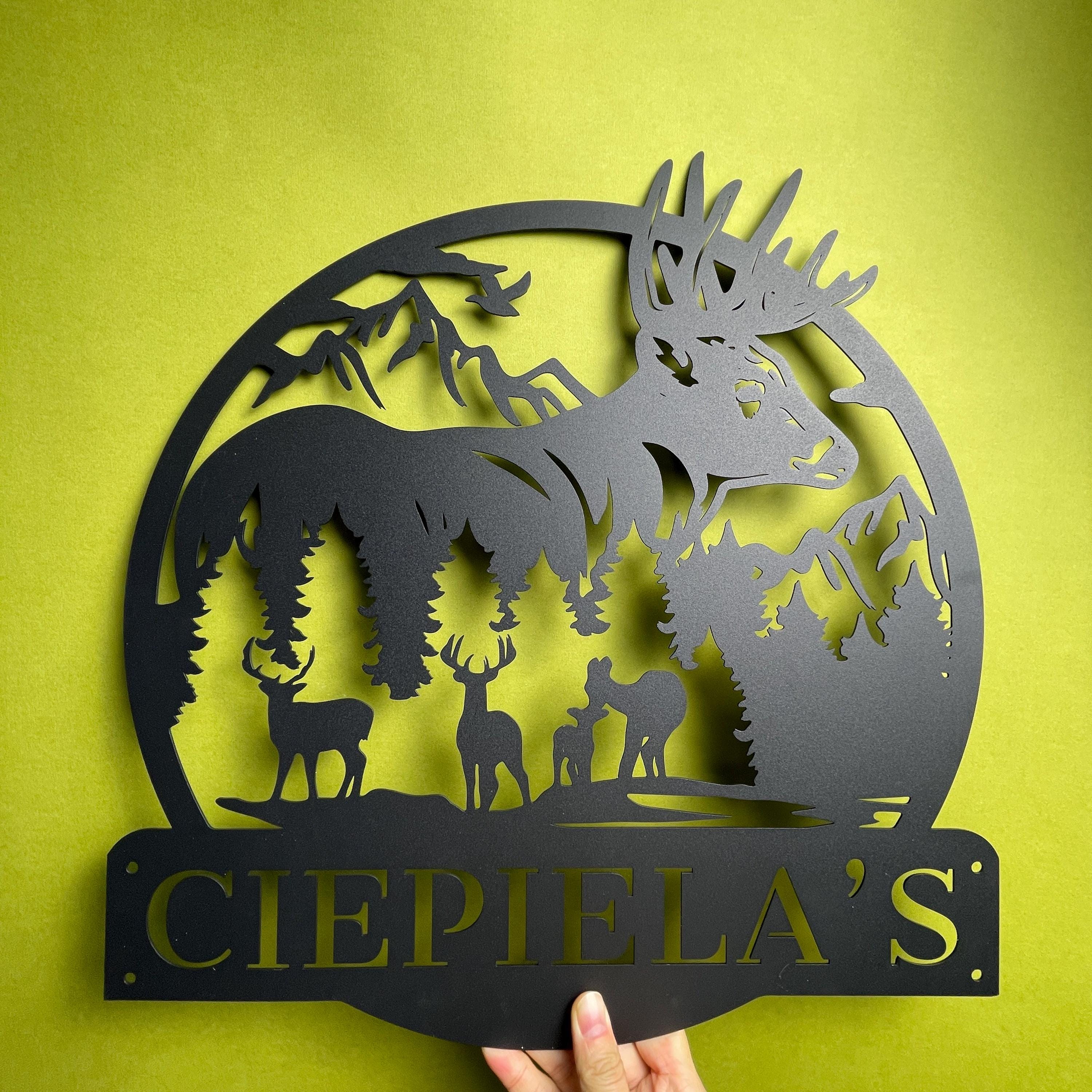 Personalized Deer Metal Sign,custom Deer Forest Metal Wall Art ...