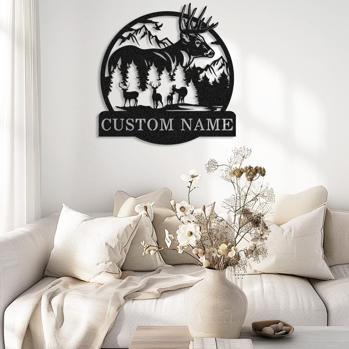 Personalized Deer Metal Sign,custom Deer Forest Metal Wall Art ...