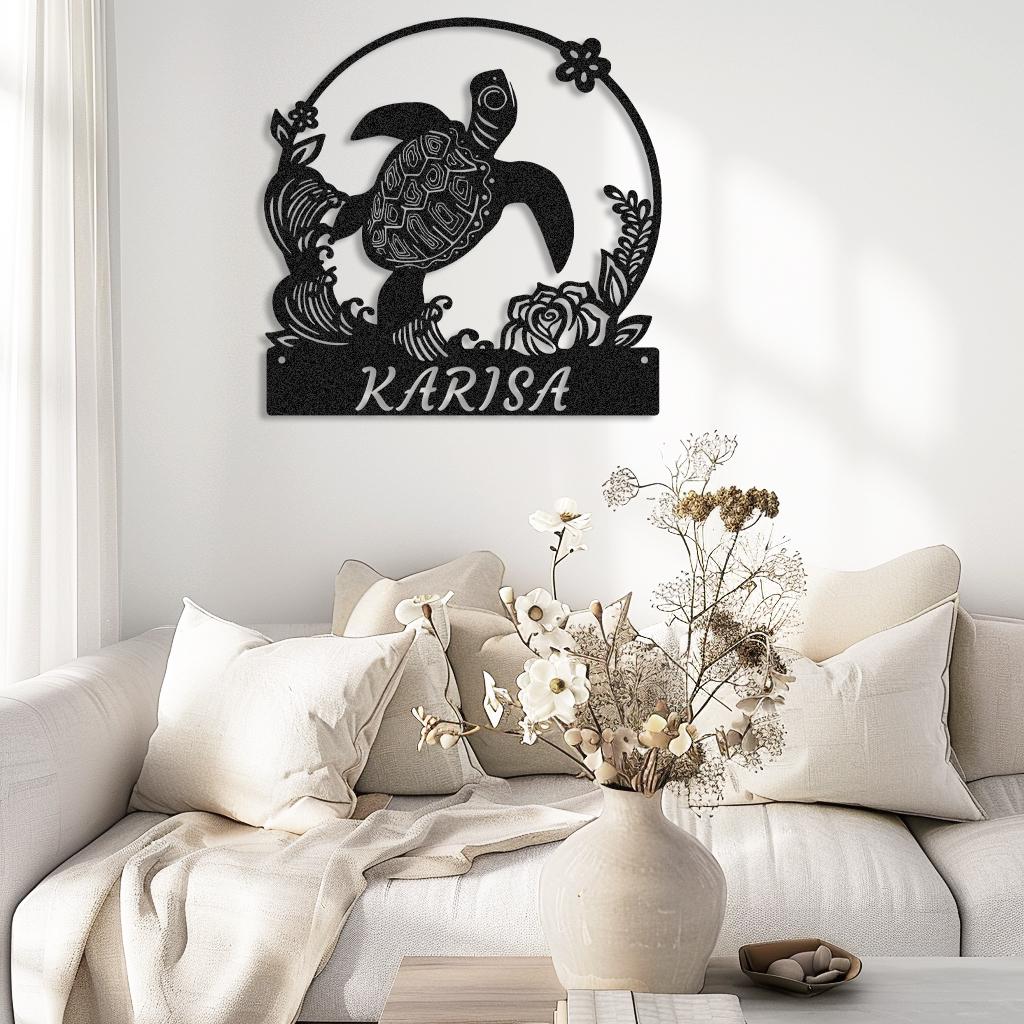Custom Sea Turtle Metal Name Signs,sea Turtle Metal Wall Art,coral Sea ...