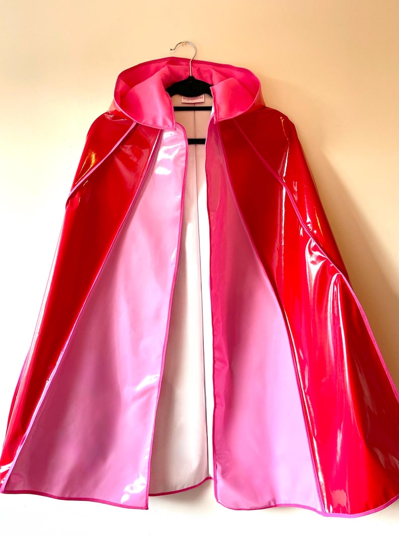 ENVELOPE: Pink and Red PVC Cape (long) - Etsy