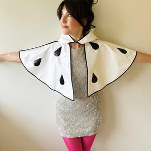 Monochrome PVC Water-resistant Cape With Black Glitter Raindrops - Etsy