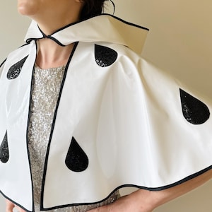 Monochrome PVC Water-resistant Cape With Black Glitter Raindrops - Etsy