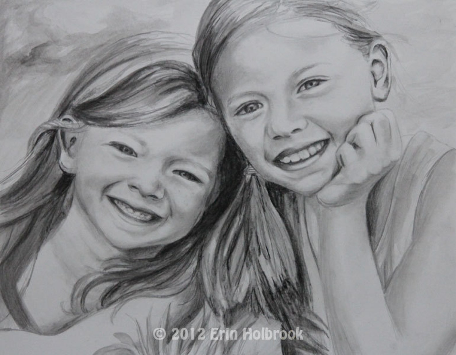 Pencil Portrait Drawing - 2 People, Made to Order, Black and White ...