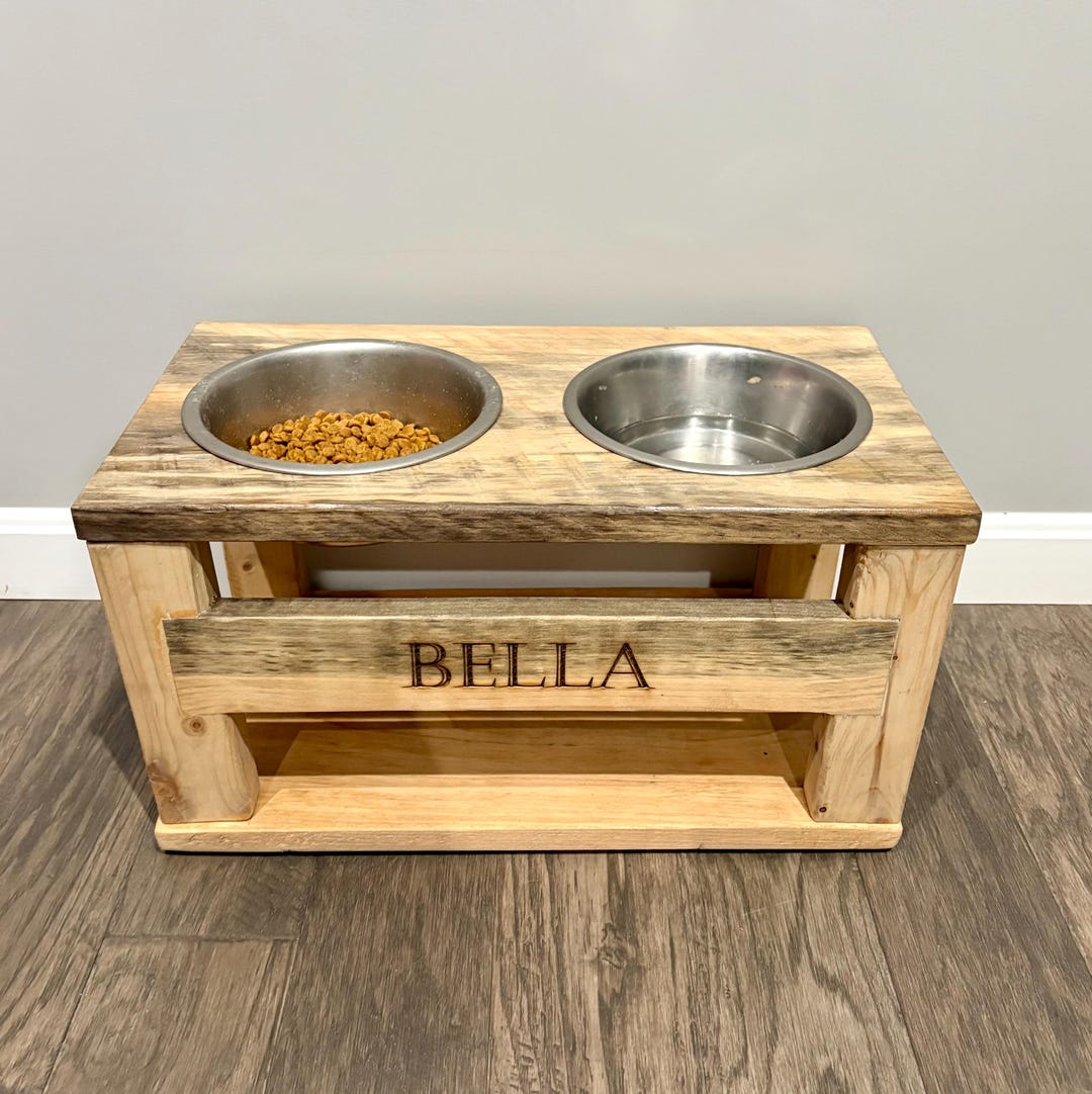 Personalized Raised Wood Dog Bowl Holder, Elevated Pet Feeder - Etsy