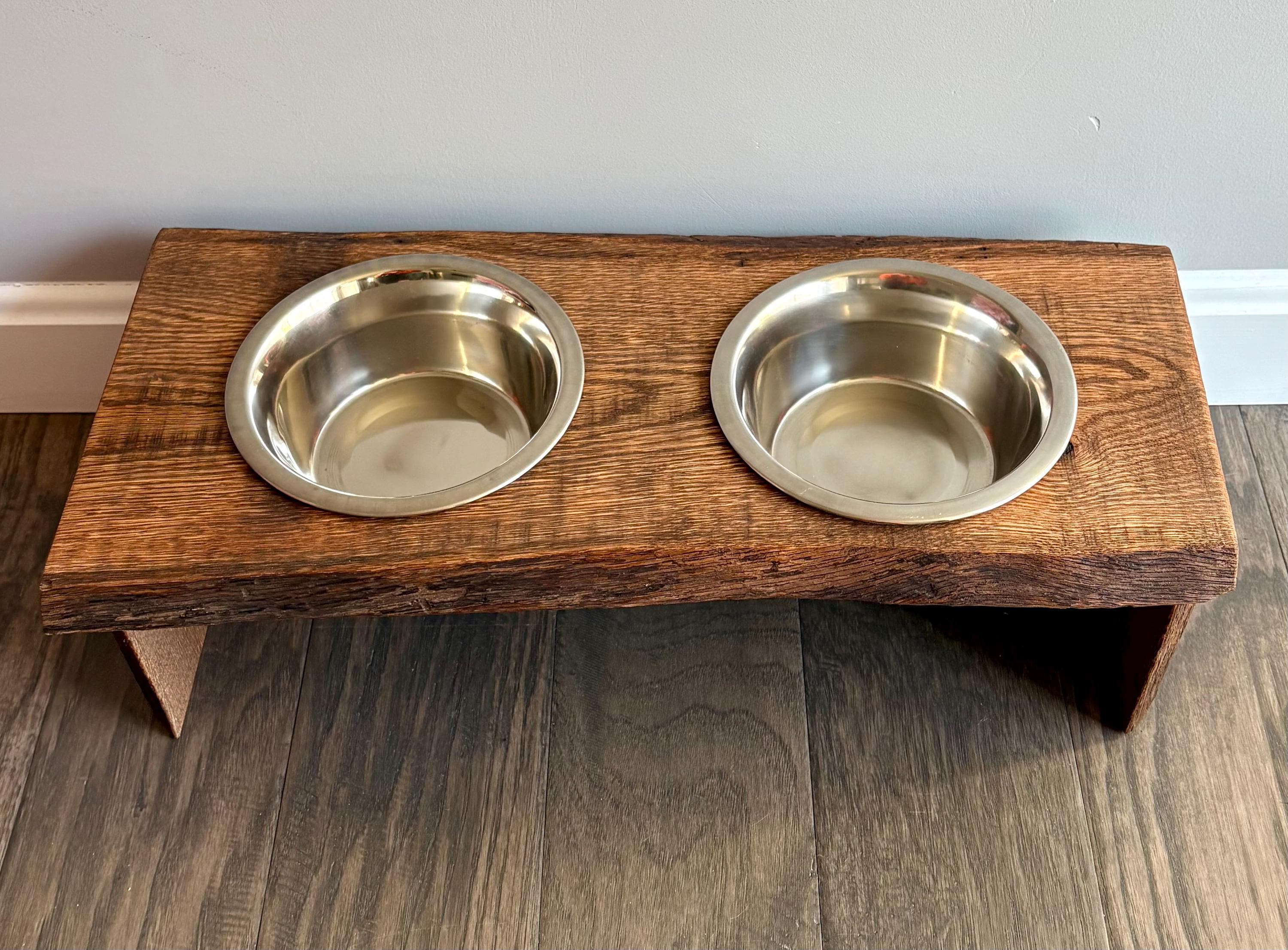 Live Edge Wood Dog Bowl Stand / Handmade Dog Bowl Stand / Custom Dog ...