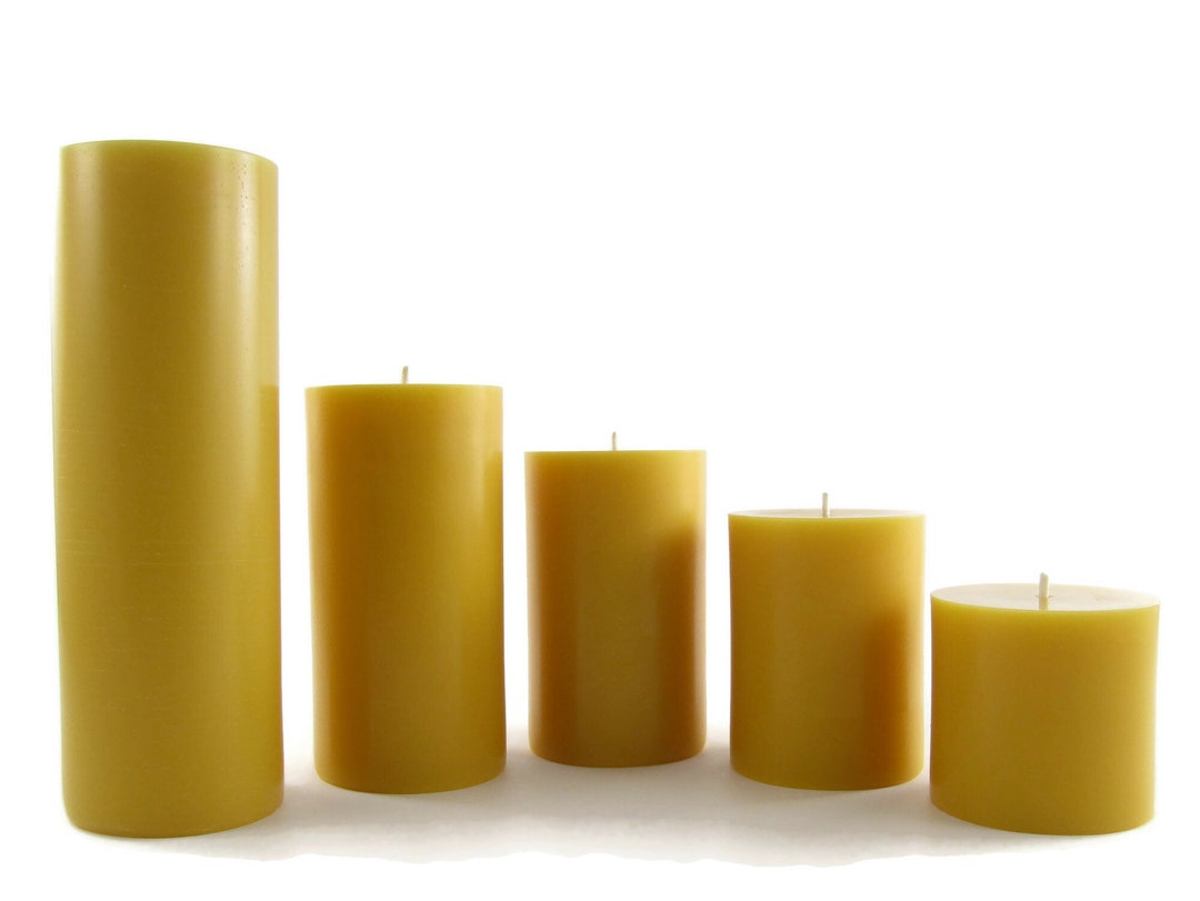 100% Beeswax - 3” Solid Pillar Candles in Natural and Ivory - You Pick ...