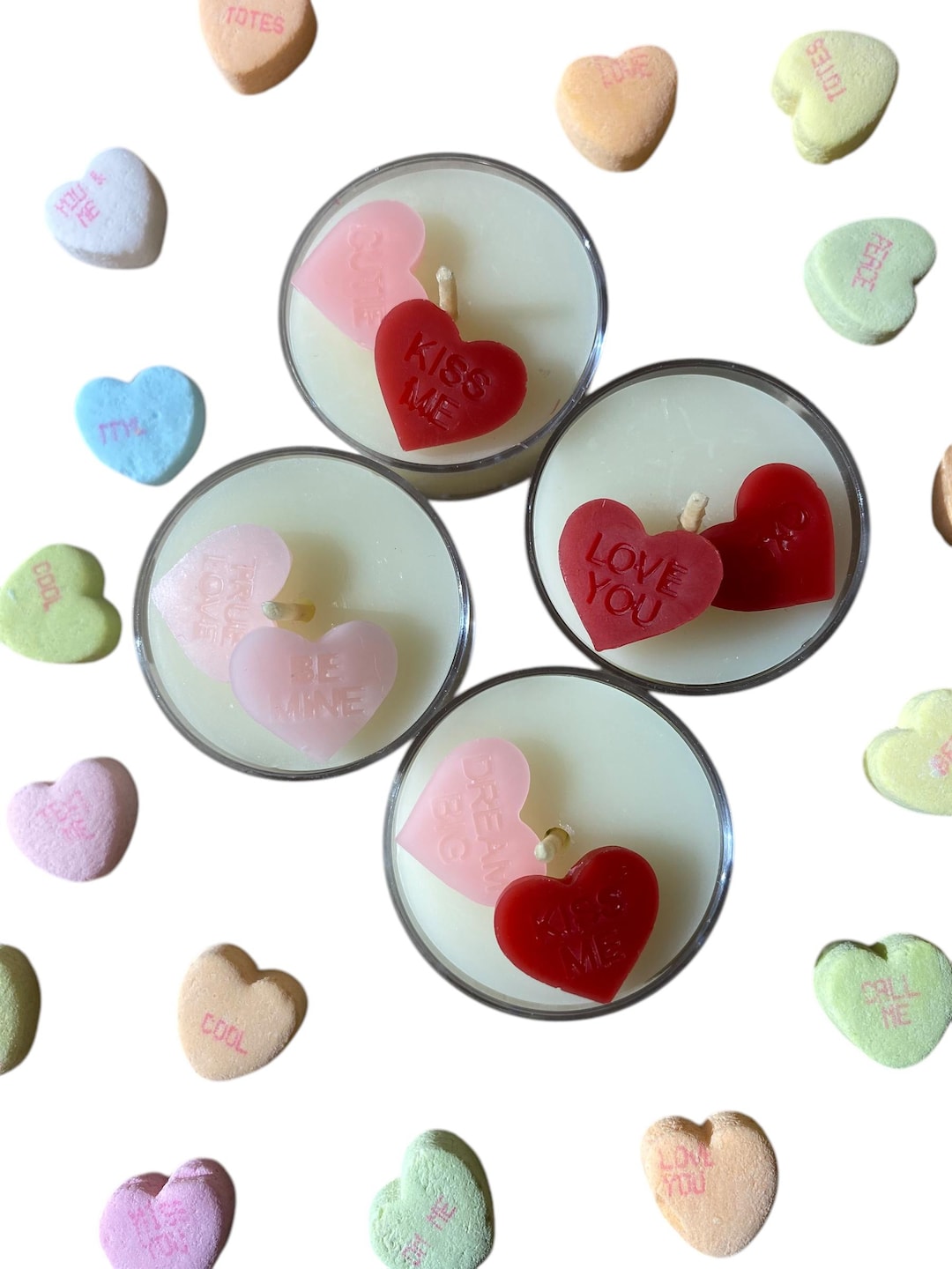 Conversation Heart Tea Lights- Set of 4 - Etsy