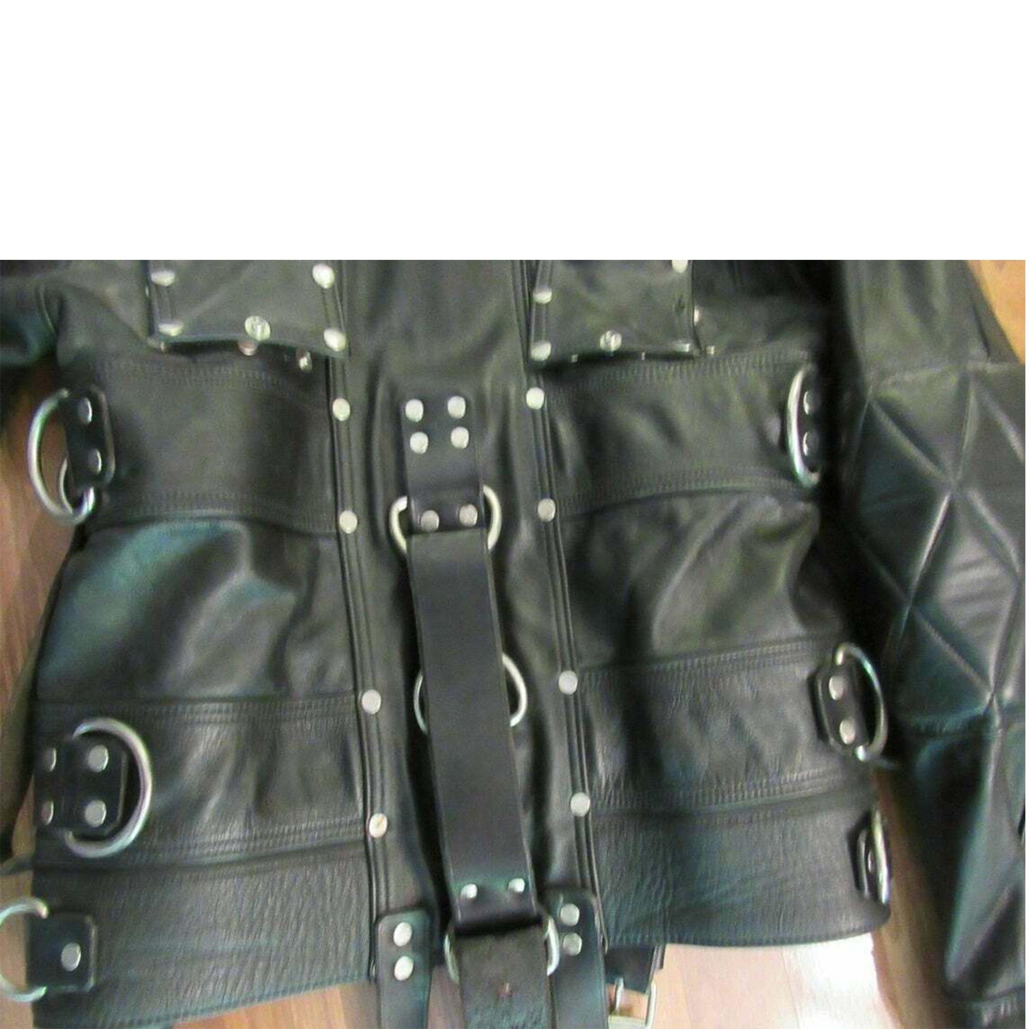 Real Leather Men Straitjacket Genuine Black Leather Padded Straitjacket ...