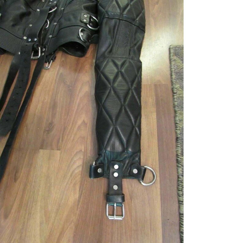 Real Leather Men Straitjacket Genuine Black Leather Padded Straitjacket ...