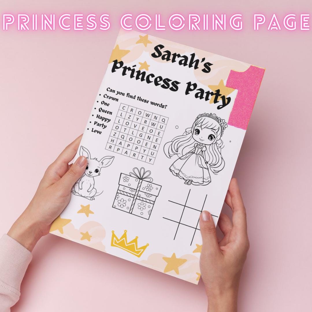 Princess Party Coloring Page - Etsy