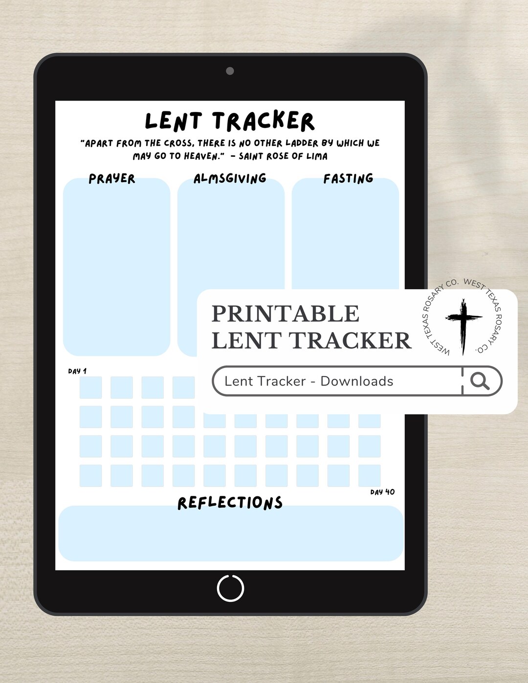 Catholic Lent Tracker - Lenten Prayer Fasting Almsgiving Chart - 40 Day ...