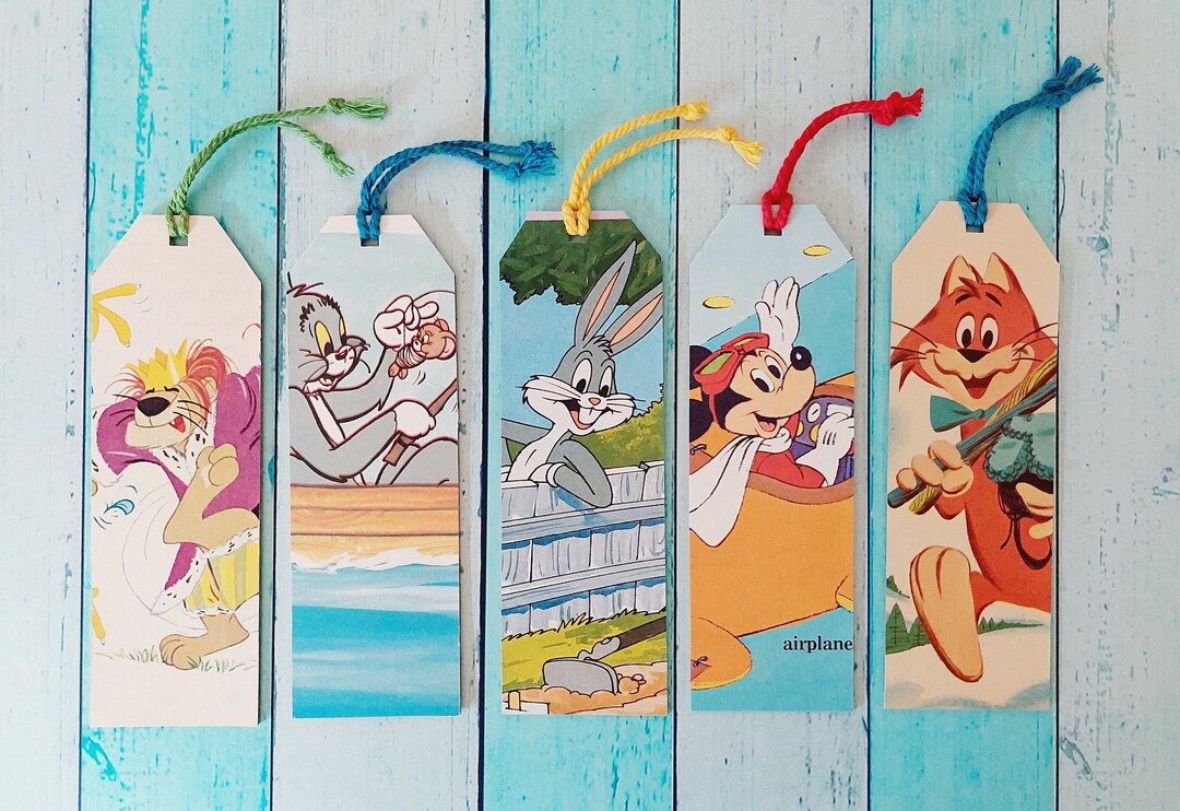 Set of 5 Cartoon Character Bookmarks - Etsy