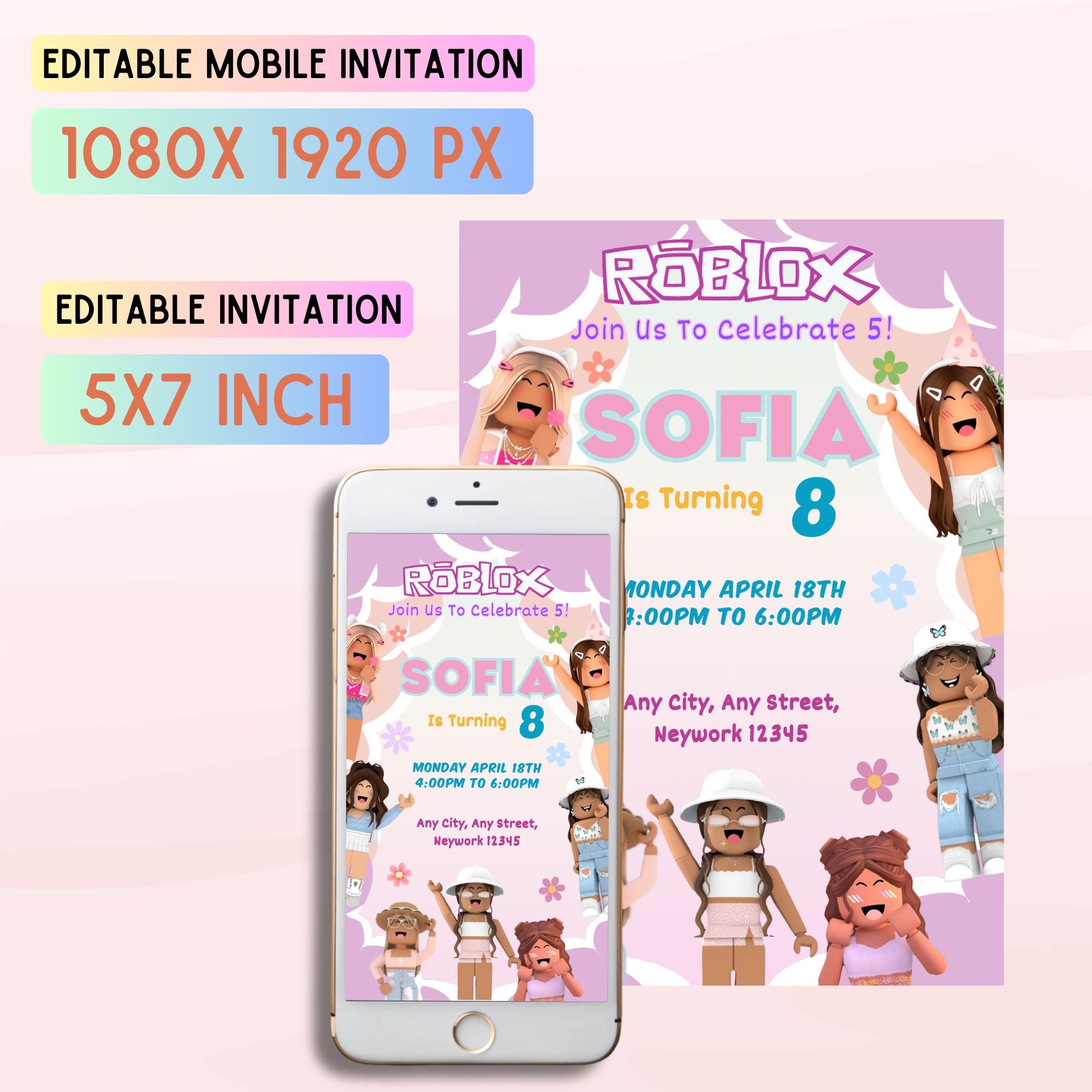 Roblox Invitation, Roblox Invite, Game Party, Roblox Girl Birthday ...