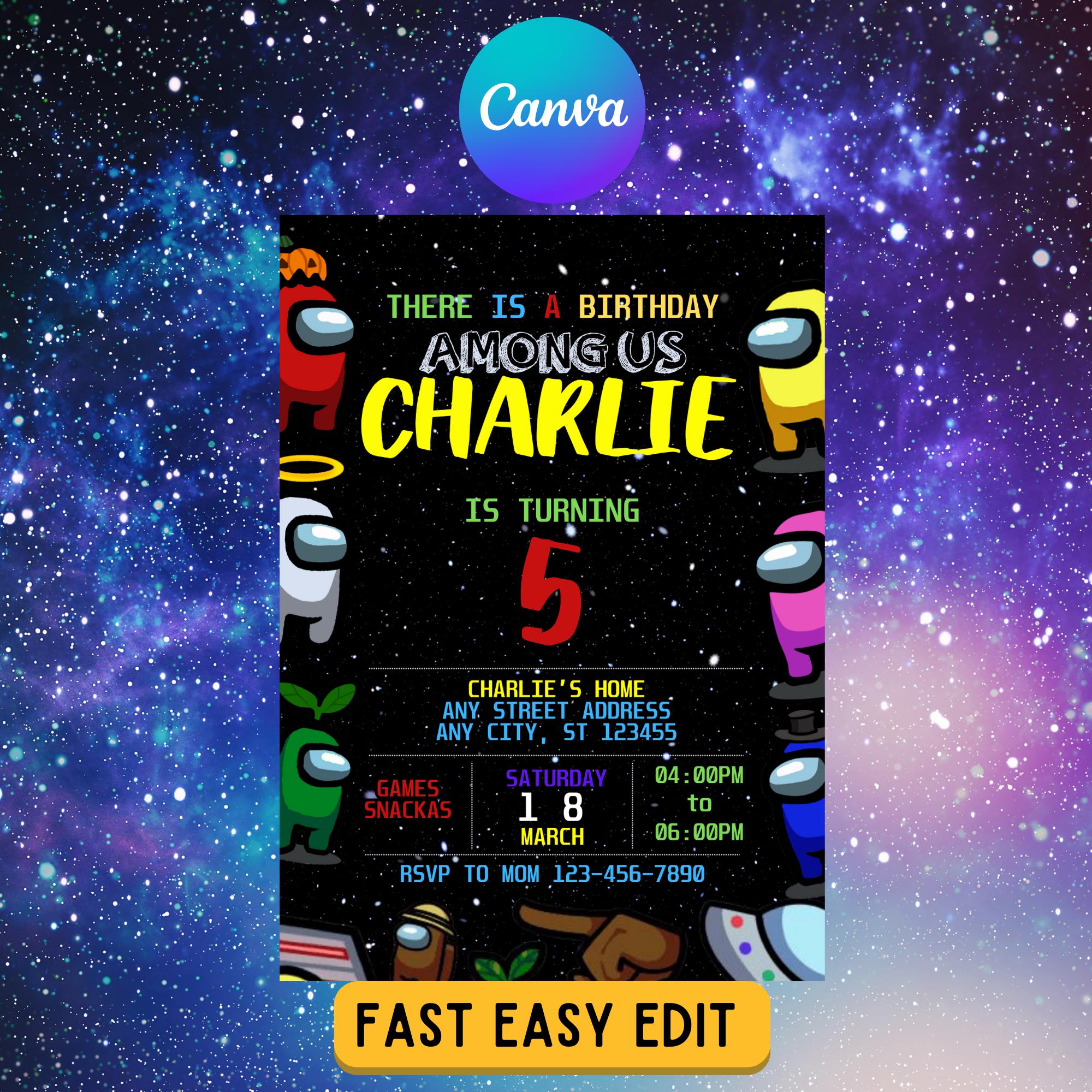 Among Us Birthday Invitation, Amoung Us Game Invite, Among Us Imposter ...