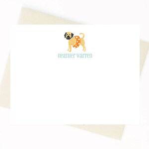 Puggle Personalized Flat Note Cards Orange Polka-dot Pool - Etsy