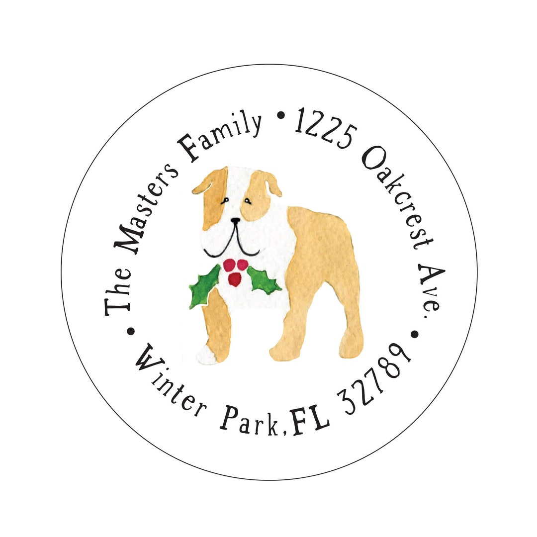 Bulldog Christmas Address Labels - Etsy