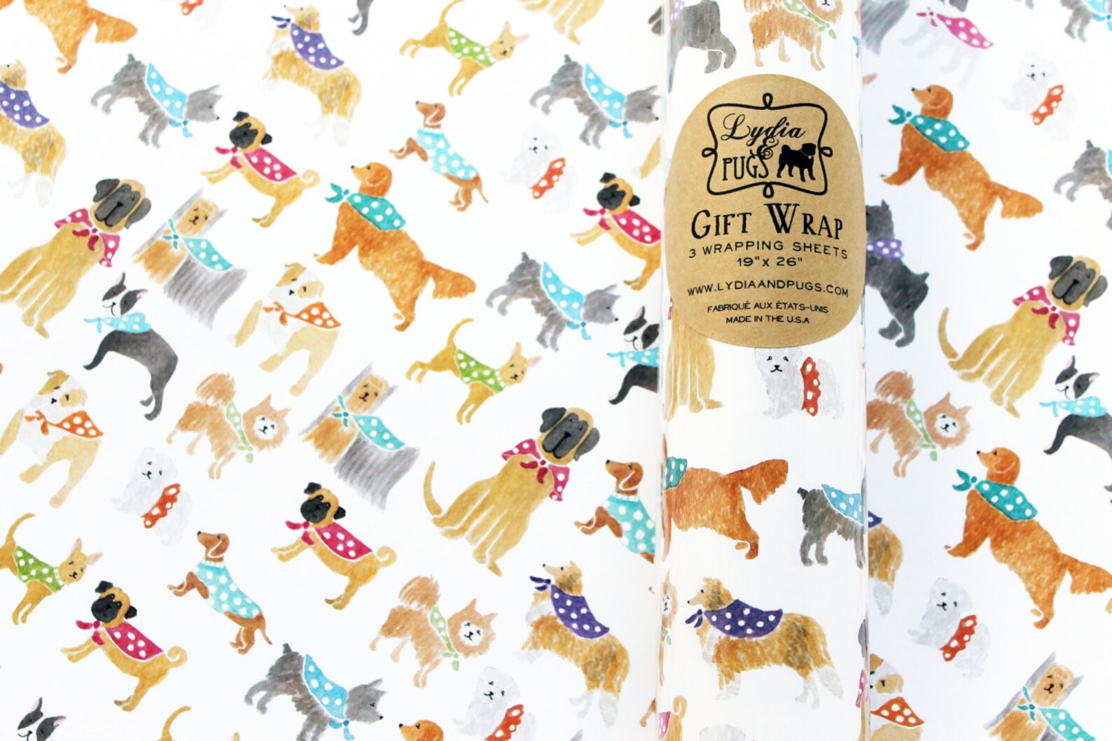 Gift Wrap Polka-dot Dogs Wrapping Sheets | Etsy