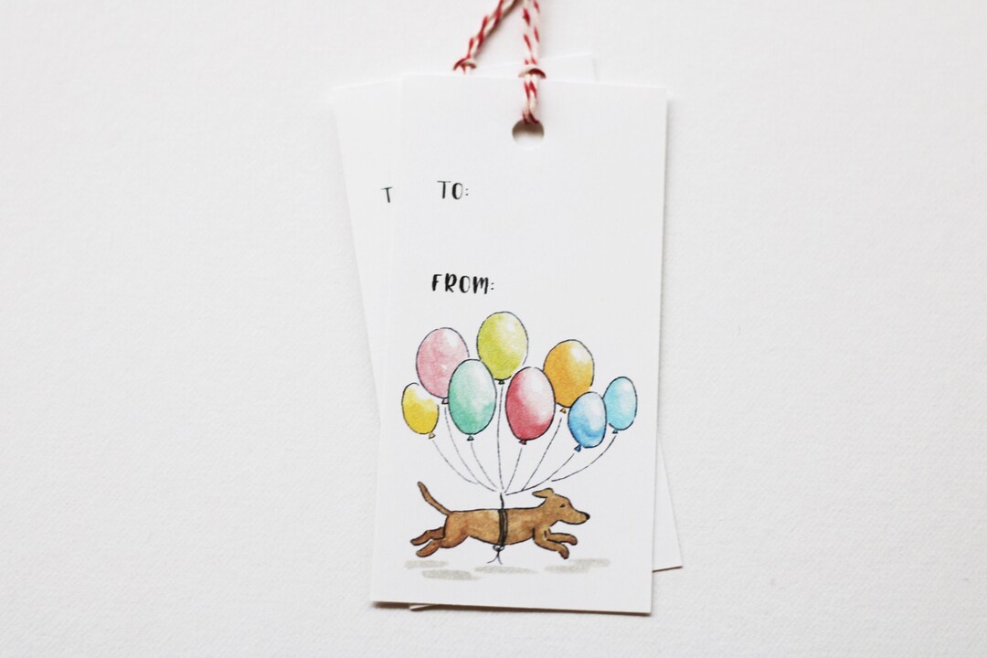 Happy Birthday Balloon Doggie Gift Tags - Etsy