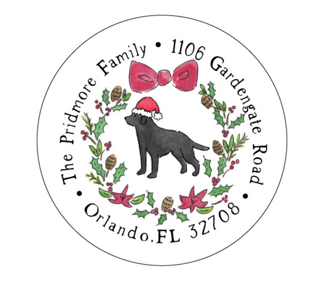 Black Labrador Christmas Santa Address Labels - Etsy