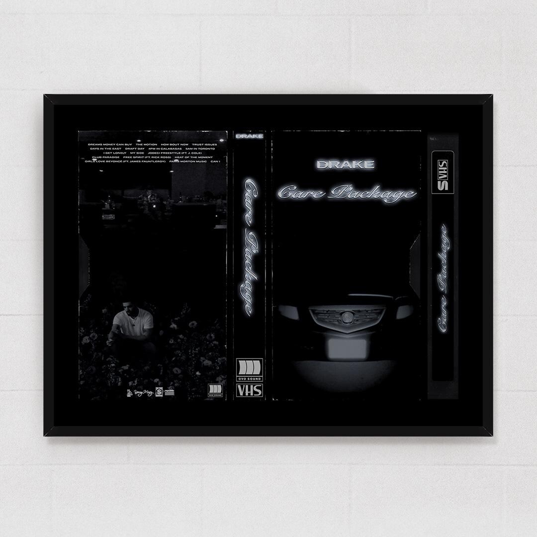 Póster VHS de la portada del álbum Drake Care Package / Fondo de ...