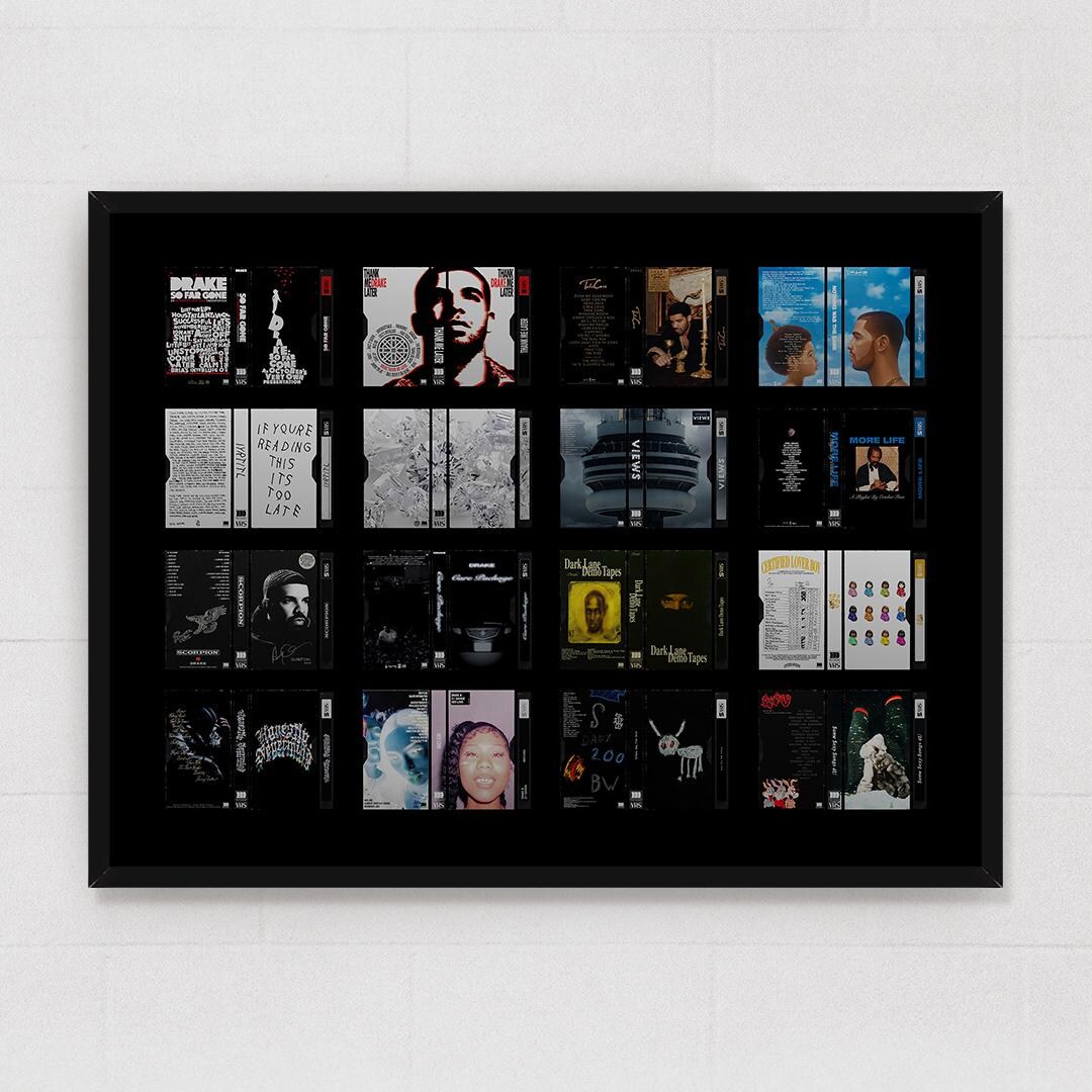 Drake VHS Discography Poster / Drake Poster/ Drake Wall Art / Album ...