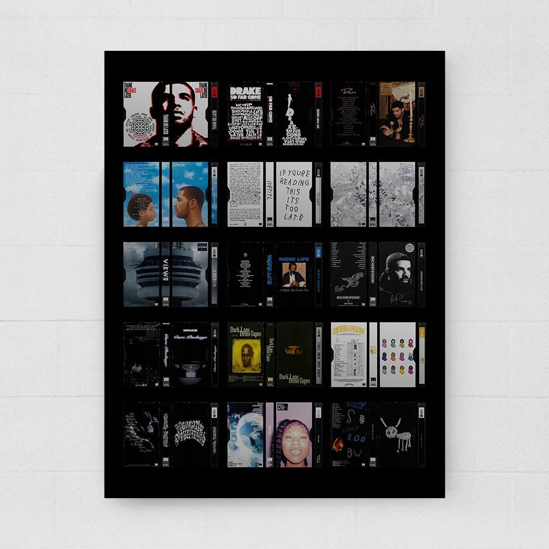 Drake VHS Discography Poster / Drake Poster/ Drake Wall Art / Album ...
