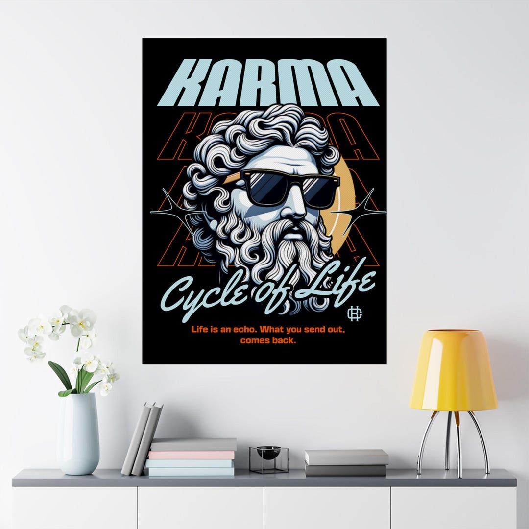 Matte Vertical Posters, Karma Cycle of Life Design, Classical Bust ...