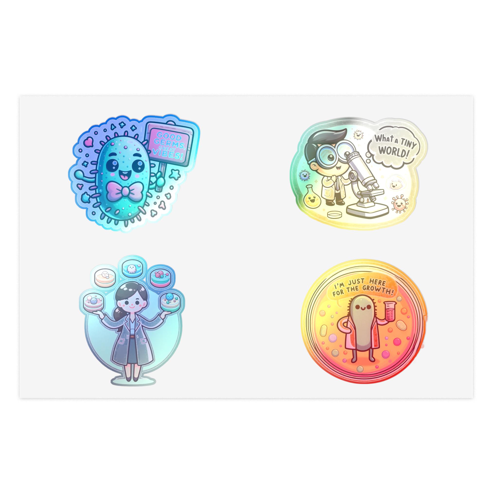 Microbiology Laboratory Fun Sticker Pack Set of 4 Cute and Quirky ...