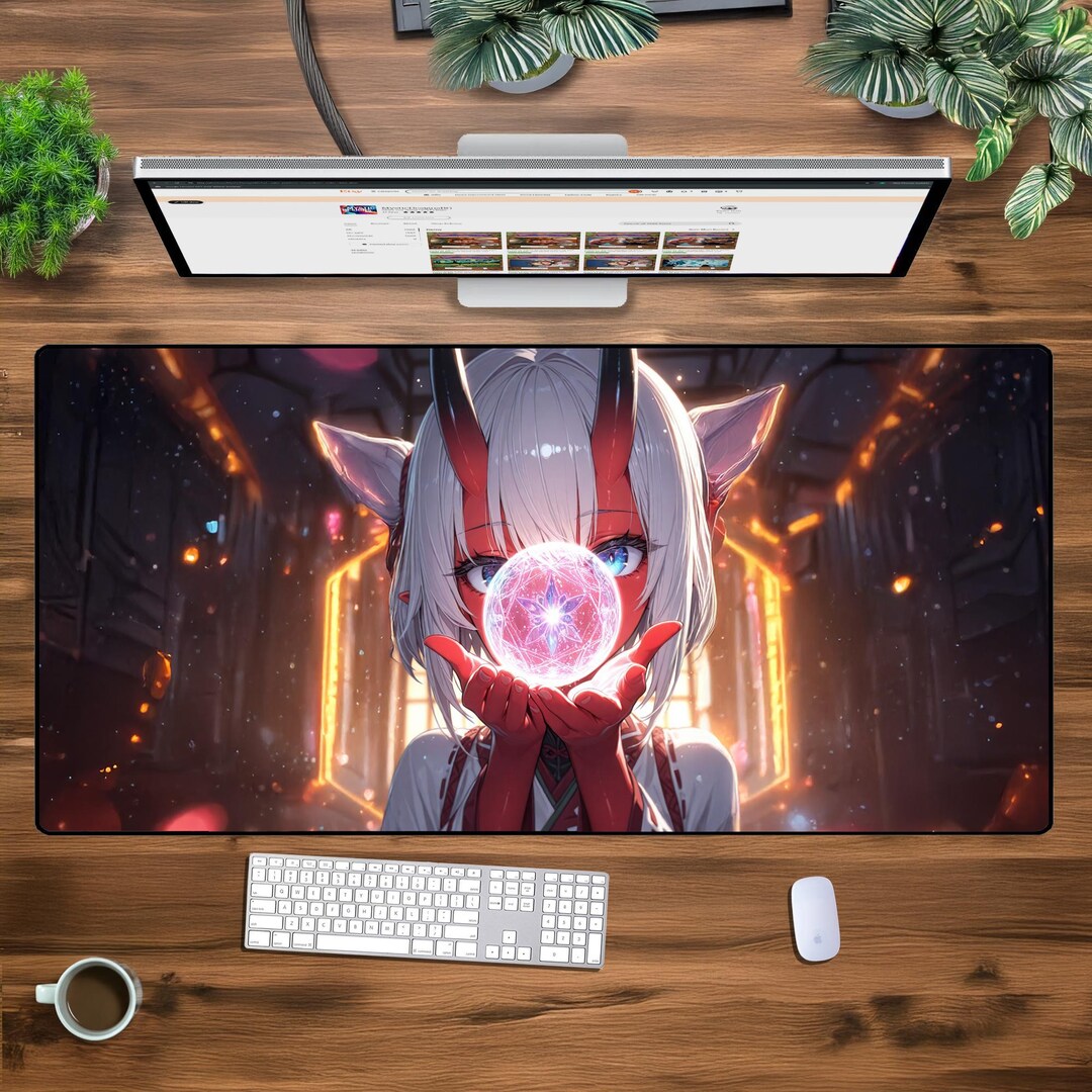 Mystical Oni Girl XXL Desk Mat – Oversized Gaming Mouse Pad, Cyber ...